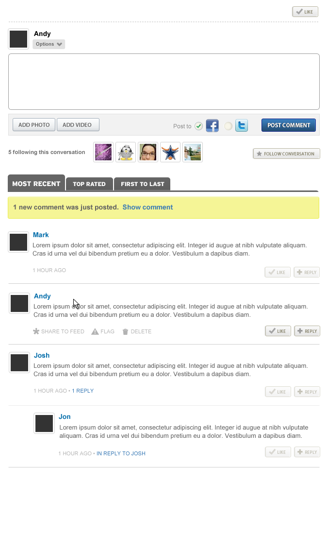 Comments Widget – Controller – ONEsite Developers