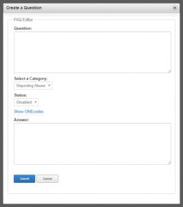 Manage FAQs – ONEsite Developers
