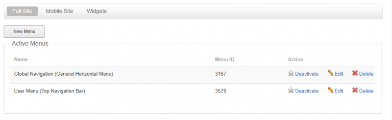 Menu Manager – ONEsite Developers