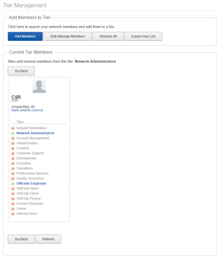 Tier Management – ONEsite Developers