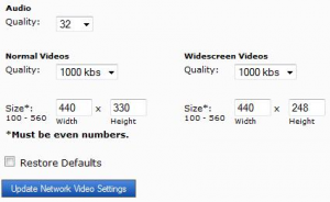 Video Settings – ONEsite Developers
